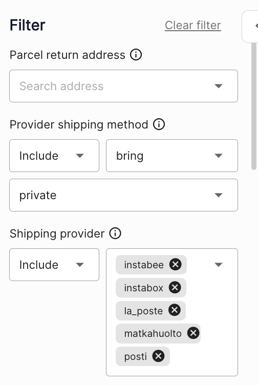 INCLUDE and EXCLUDE search options